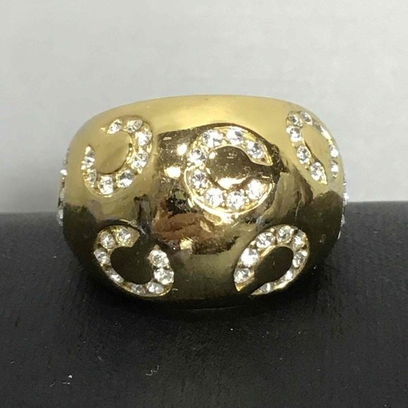 Coach | Jewelry | Coach Signature C Gold Tone Dome Ring With ...
